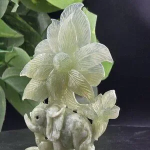 Accents | 1 Hand Carved Xui Jade Elephant Stone Sculpture Tree Decor ...